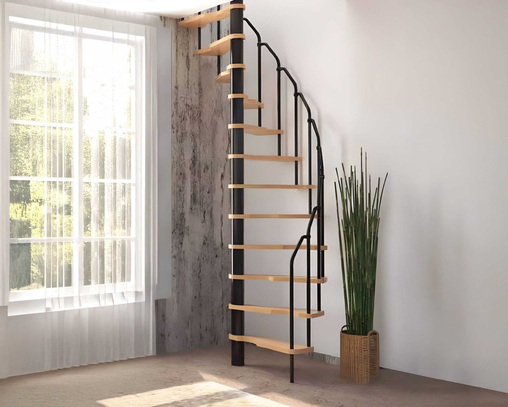 Ruimtebesparende spiltrap RADIUS | Hoogte tot 299 cm | Treden van ...