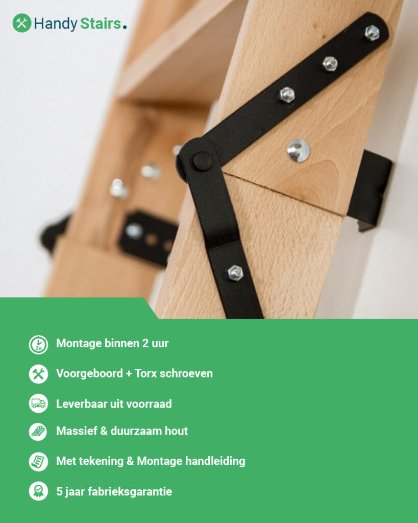 Houten vlizotrap PROFIX - Budget zoldertrap met houten treden - Hoogte ...