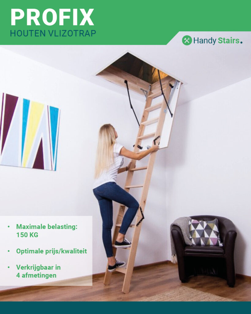 Houten vlizotrap PROFIX - Budget zoldertrap met houten treden - Hoogte ...